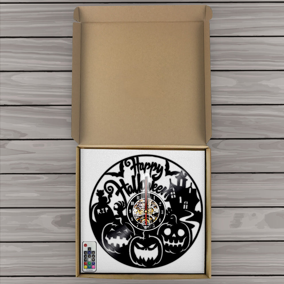 7 Color 3D LED Happy Halloween Luminous Wall Clock – The Official ...